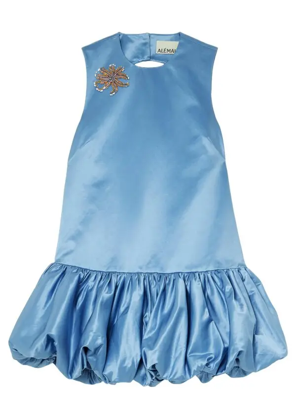 ALEMAIS Bubble Hem Mini Dress - Blue