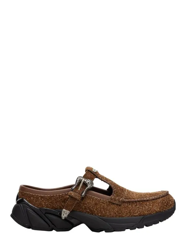 Andersson Bell Mary Jane Mules With Serrated Edges And Buckle Strap - Brown