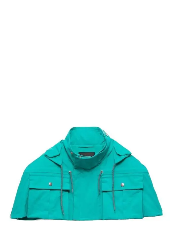 Prada Hooded Pocket Cape - Turquoise