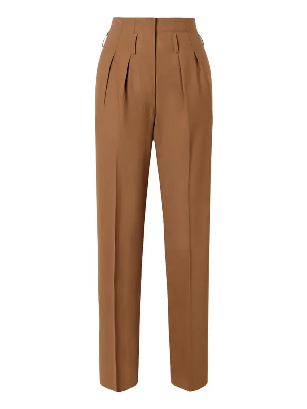 Giuliva Heritage High-rise Pleated Wool Tapered Trousers - Brown