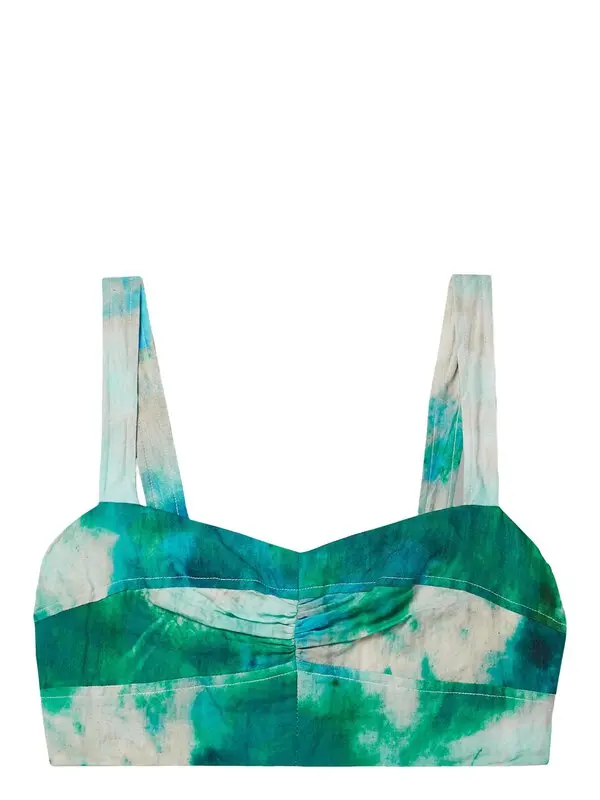 JASON WU Cropped Printed Cotton-blend Top - Green