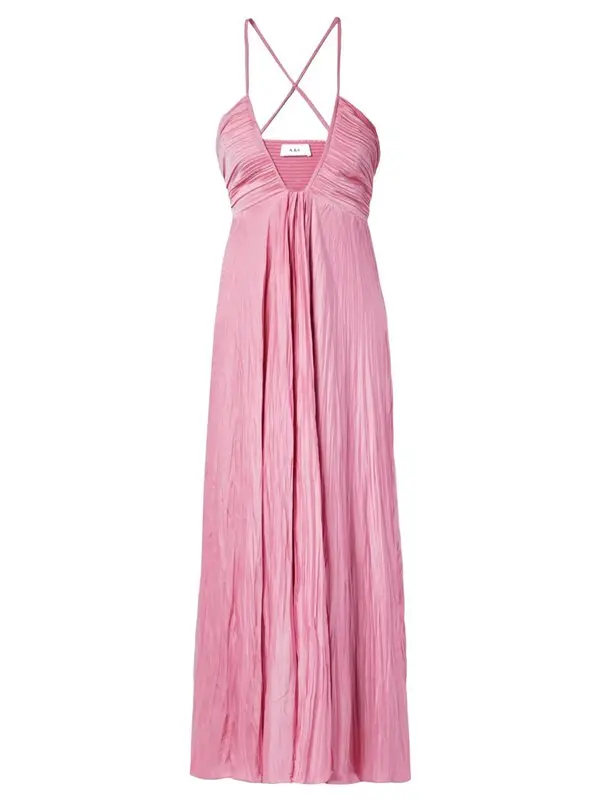 A.L.C. Plissé Satin Maxi Dress - Pink