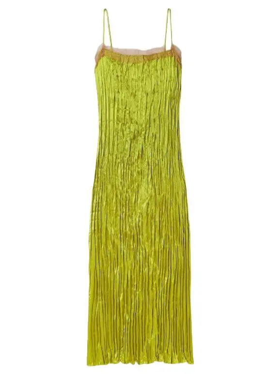 JASON WU Hammered Silk Satin Midi Dress - Green