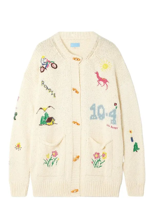 MOTHER The Long Drop Embroidered Cotton And Alpaca-blend Cardigan - White