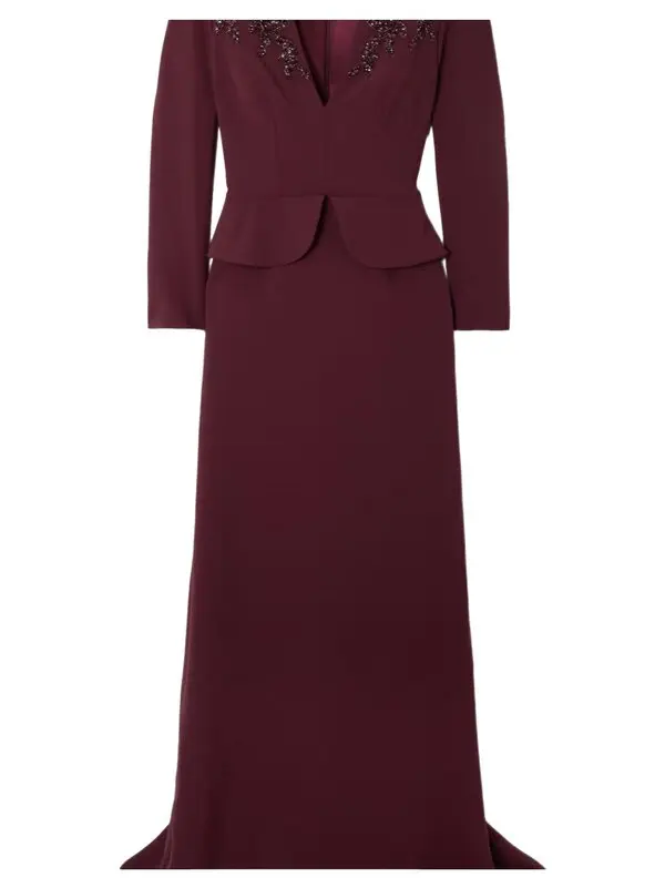 Jenny Packham Long-sleeve Evening Dress - Brown