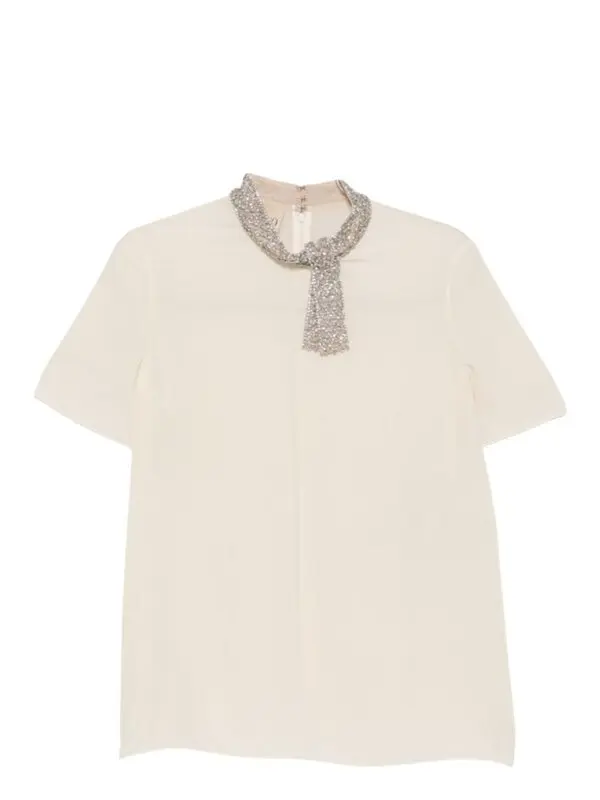 Valentino Garavani Embellished Short-sleeved Top - Ivory