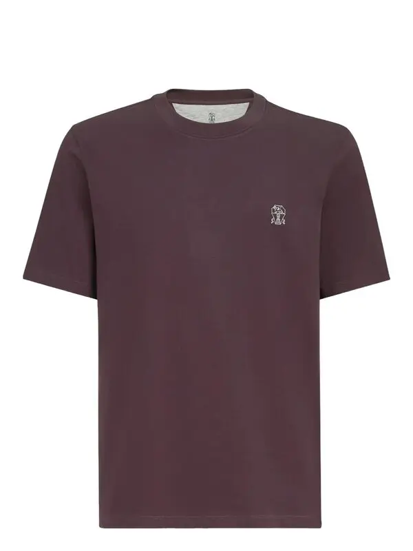 Brunello Cucinelli Cotton Jersey Crew-neck T-shirt With Logo - Brown