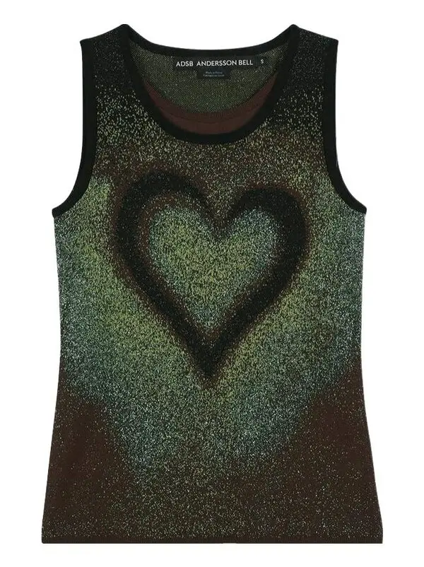 Andersson Bell Airbrush Heart Knit Tank Top - Green