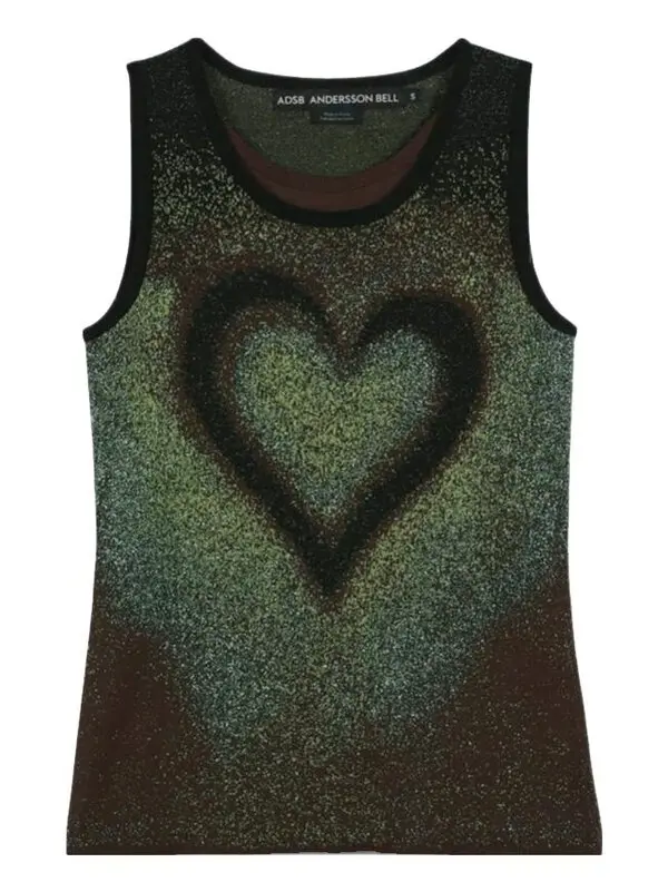 Andersson Bell Airbrush Heart Knit Tank Top - Green