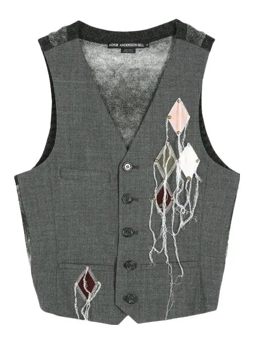 Andersson Bell Knitted Patchwork Vest - Grey