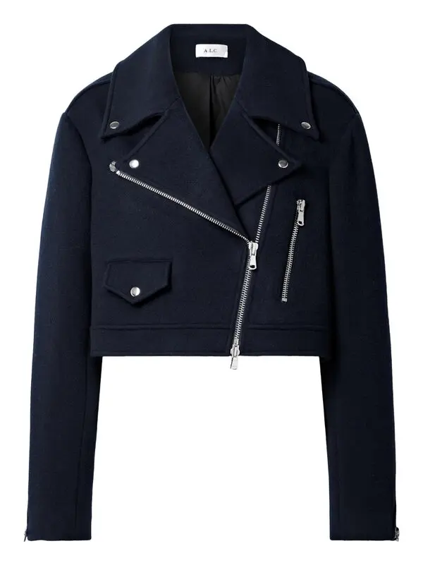 A.L.C. Cropped Biker Jacket - Black
