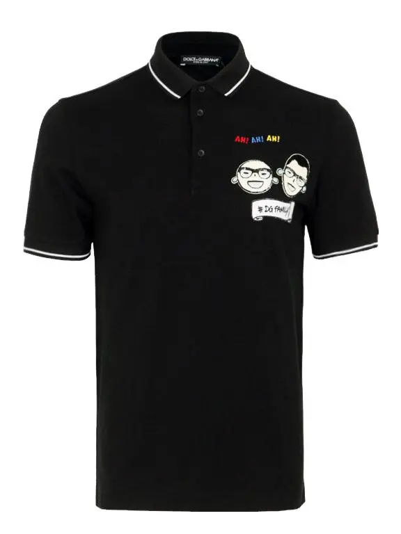 Dolce & Gabbana Polo Shirt With Lapel Short Sleeve - Black