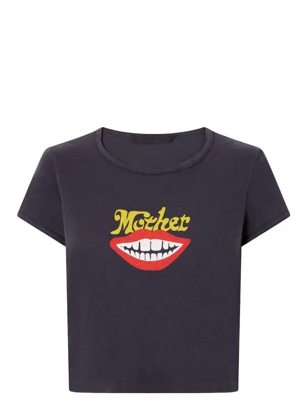MOTHER The Itty Bitty Ringer Cropped Cotton-jersey T-shirt - Black