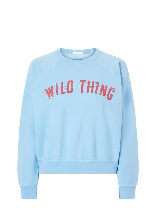 MOTHER The Concert Printed Cotton-jersey Sweatshirt - Blue