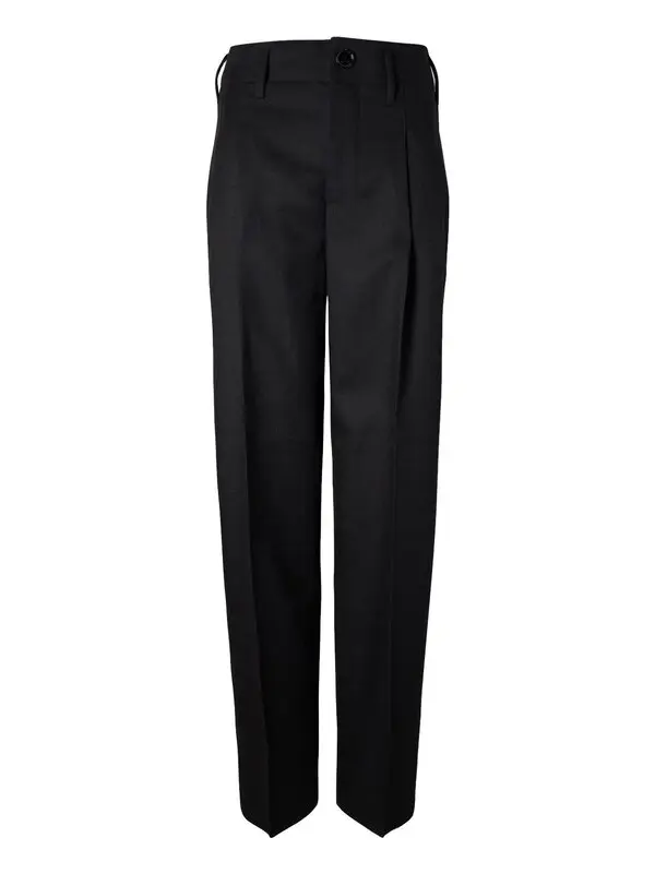 AMI Paris Pleated Wool-gabardine Wide-leg Trousers - Black