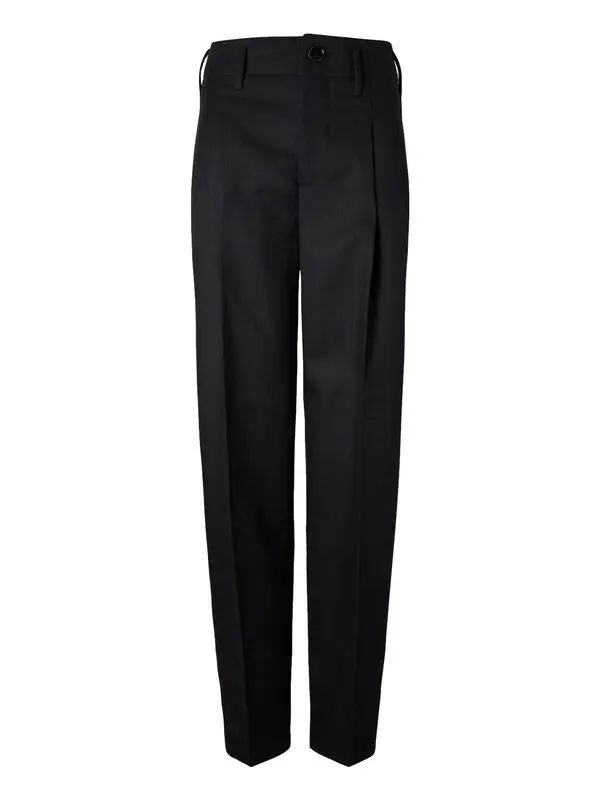 AMI Paris Pleated Wool-gabardine Wide-leg Trousers - Black