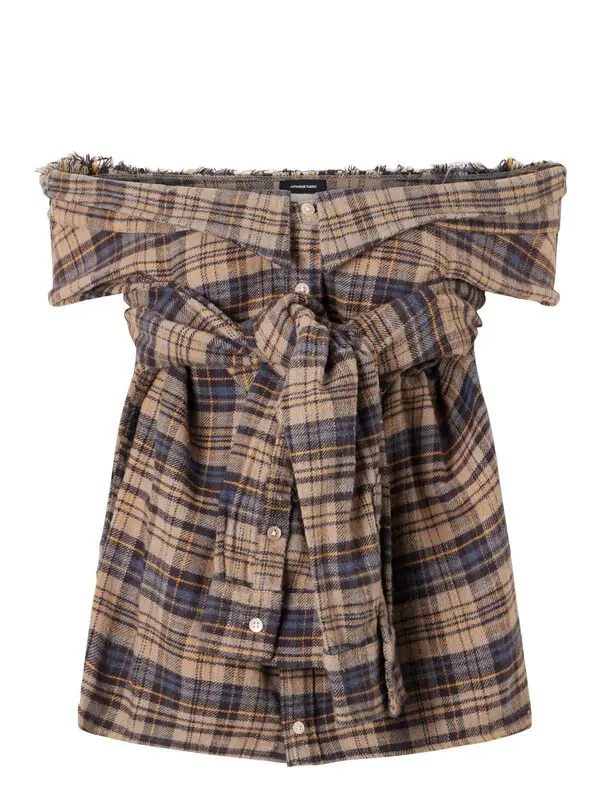 R13 Checked Cotton-flannel Blouse - Blue