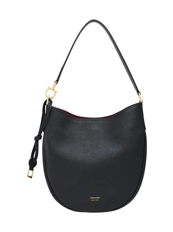 FERRAGAMO Leather Hobo Bag - Black