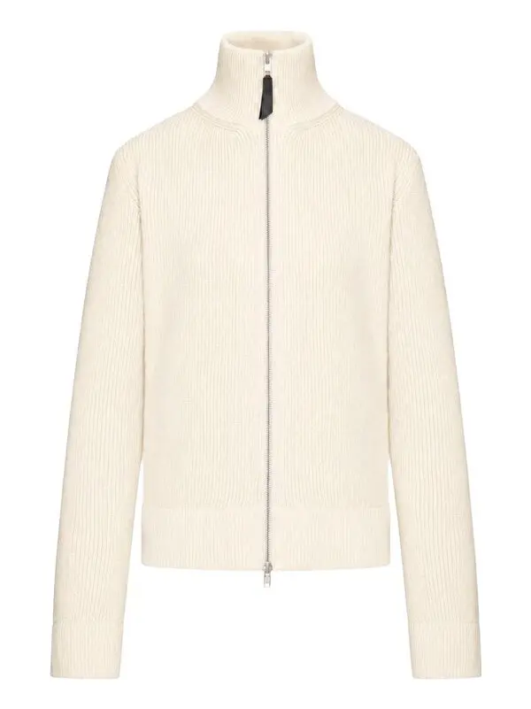 MAISON MARGIELA Ribbed Wool Zip-up Cardigan - Beige
