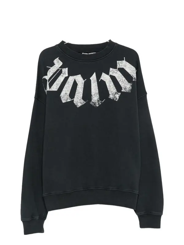 Palm Angels Logo Cotton Sweatshirt - Black