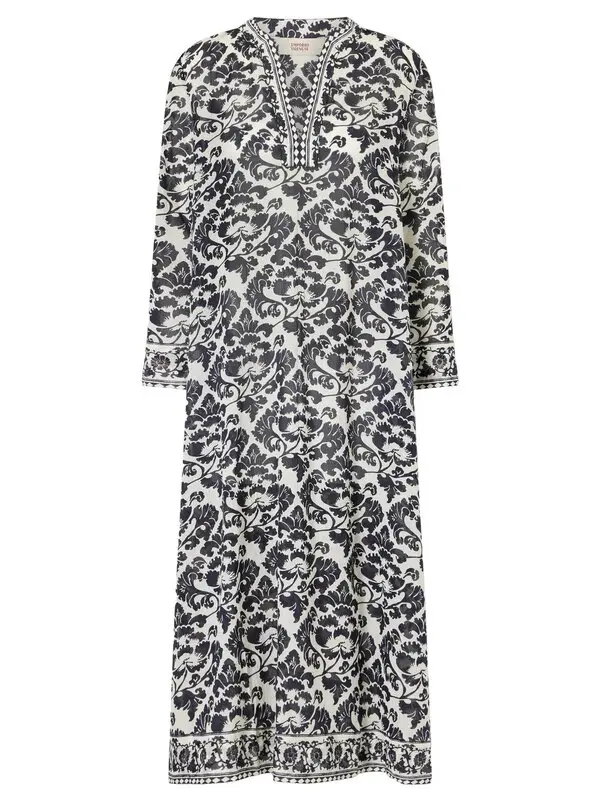 EMPORIO SIRENUSE Giada Printed Cotton Midi Dress - Black