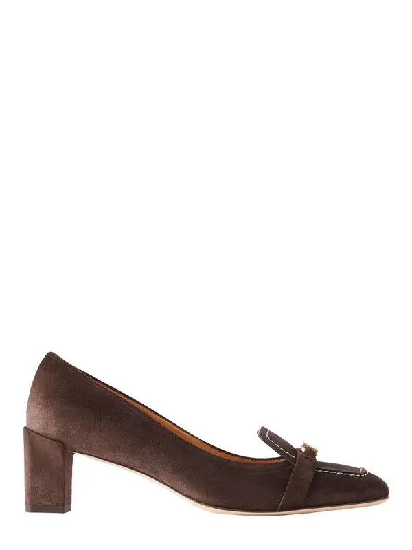 TOD'S Suede Pumps With Gold-tone Hardware - Chocolate
