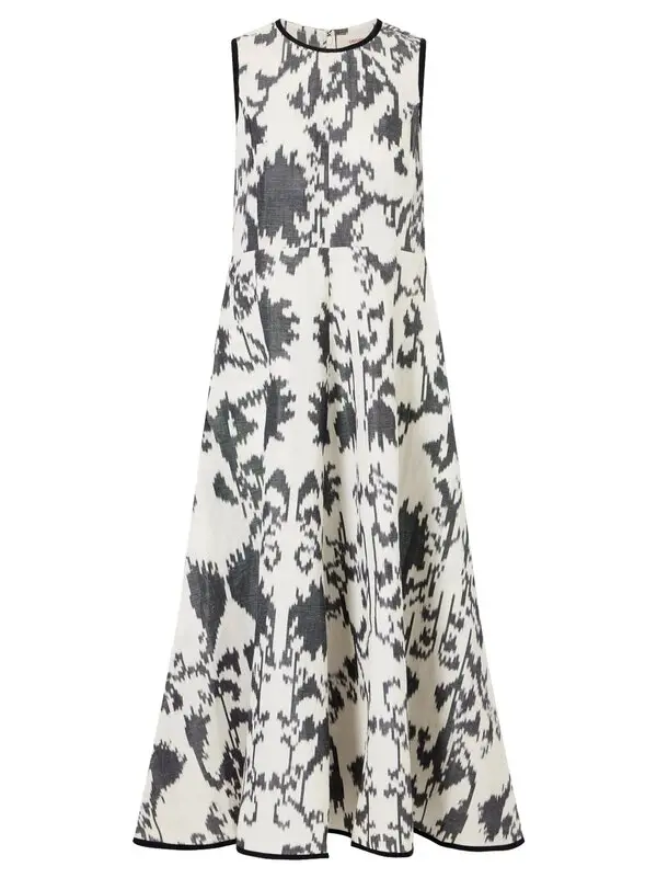EMPORIO SIRENUSE Clodette Printed Linen And Cotton-blend Maxi Dress - Black