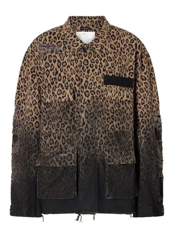 R13 Distressed Leopard-print Cotton Jacket - Leopard Print