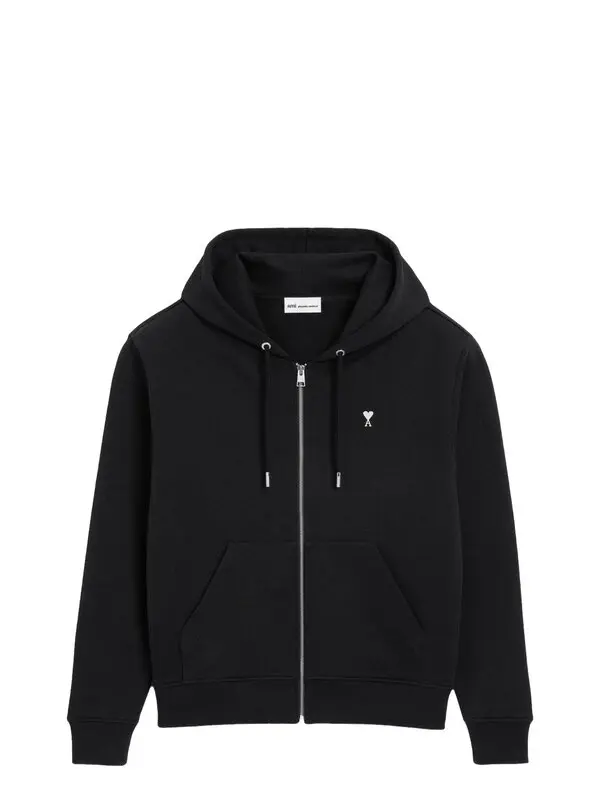 AMI Paris De Coeur Full-zip Hoodie - Black