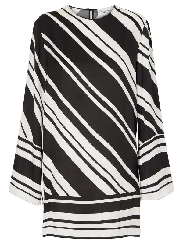 Brandon Maxwell The Leni Striped Twill Mini Dress - Black