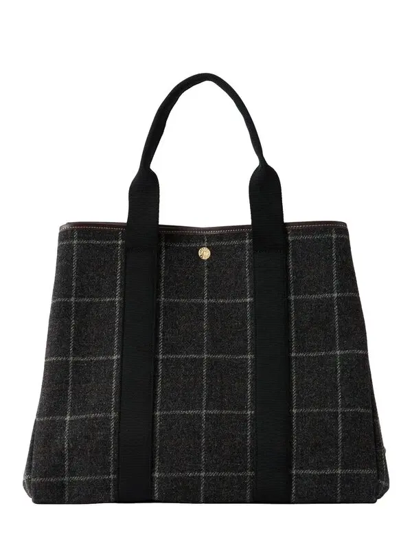 Rue De Verneuil Traversée Checked Tweed Tote - Green