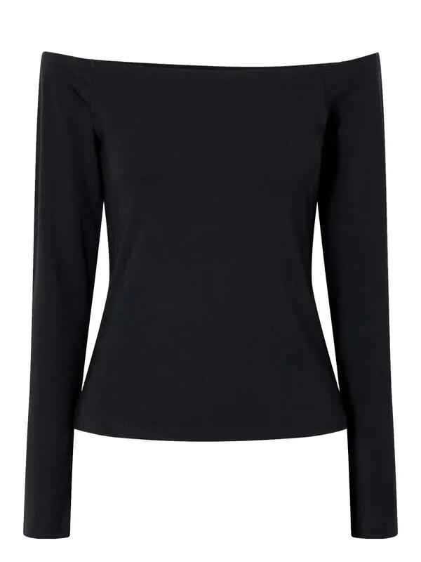 SKIMS Off-the-shoulder Long Sleeve Top - Black