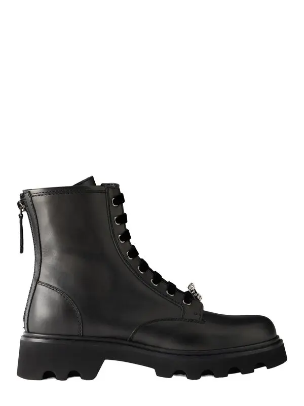 ROGER VIVIER Viv Rangers 20 Crystal-embellished Leather Ankle Boots - Black