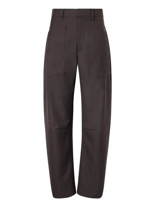 NILI LOTAN Shon Wool Gabardine Barrel Leg Pants - Brown