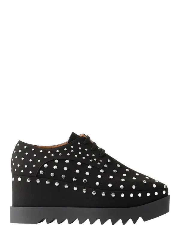 Stella McCartney Elyse Studded Textured Vegan Material Platform Brogues - Black