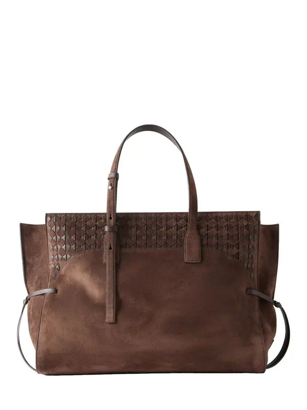 SERAPIAN Maro Maxi Suede Tote With Leather Trim - Brown