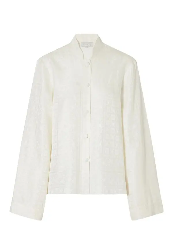 LIBEROWE Nisha Silk-jacquard High Collar Shirt - Neutrals