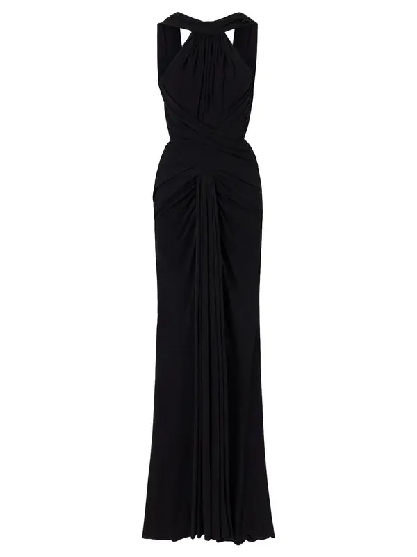 Elie Saab Draped Jersey Gown - Black