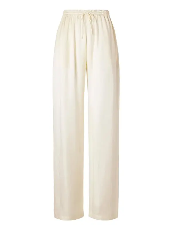 Sharon Wauchob Tuileries Satin Silk Blend Straight-leg Pants - Neutrals