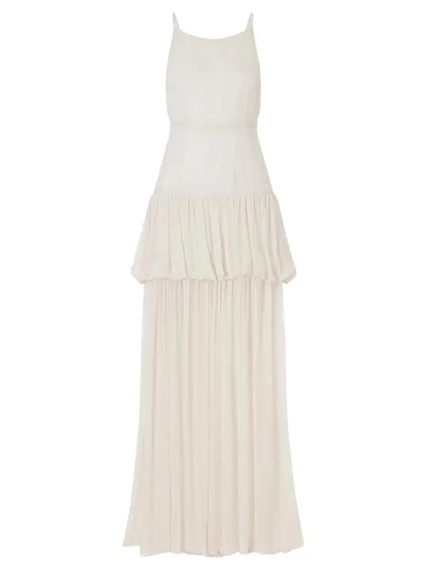 LIBEROWE Nina Tiered Silk-chiffon Maxi Dress - Neutrals