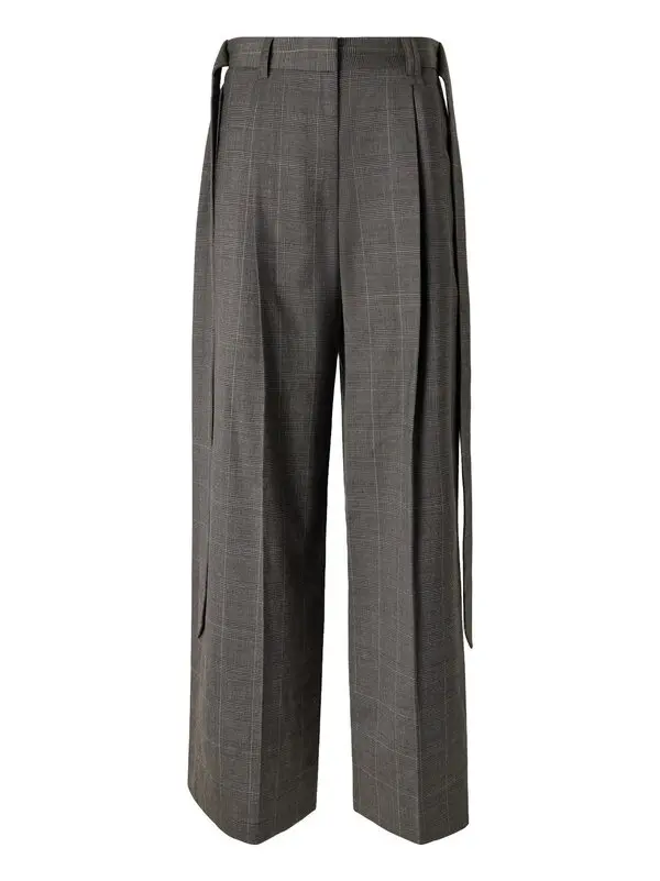 Simone Rocha Checked Wool-blend Wide-leg Pants - Gray