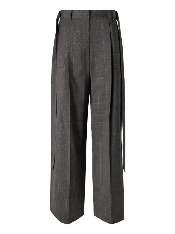 Simone Rocha Checked Wool-blend Wide-leg Pants - Gray
