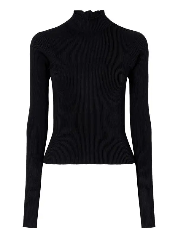 RIER Riers Ribbed Silk Turtleneck Sweater - Black