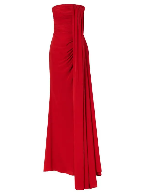 Elie Saab Draped Silk-georgette Gown - Red