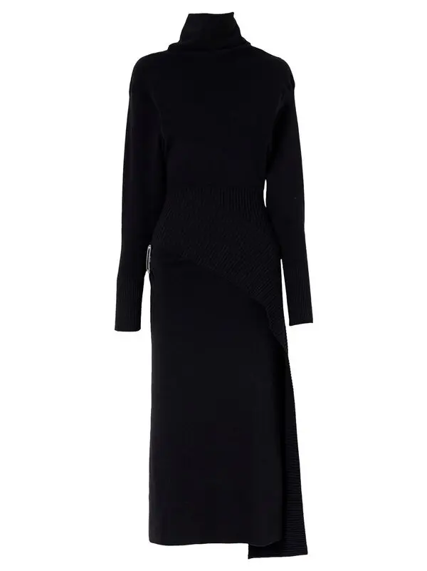 LANVIN Embellished Wool And Cashmere-blend Turtleneck Midi Dress - Black