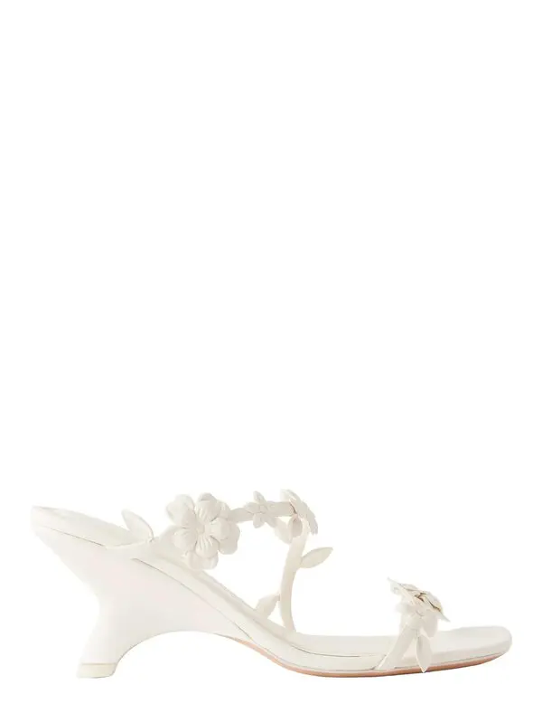Simkhai Willow Floral-appliquéd Leather Sandals - Ivory