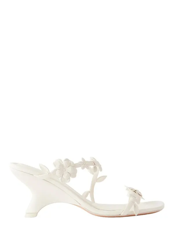 Simkhai Willow Floral Appliqué Leather Sandals - Neutrals