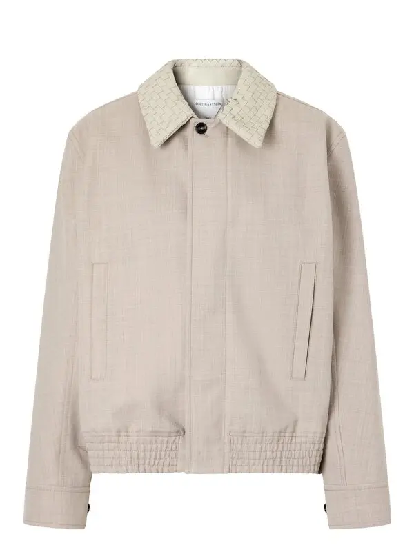 Bottega Veneta Intrecciato Leather-trimmed Jacket - Neutrals