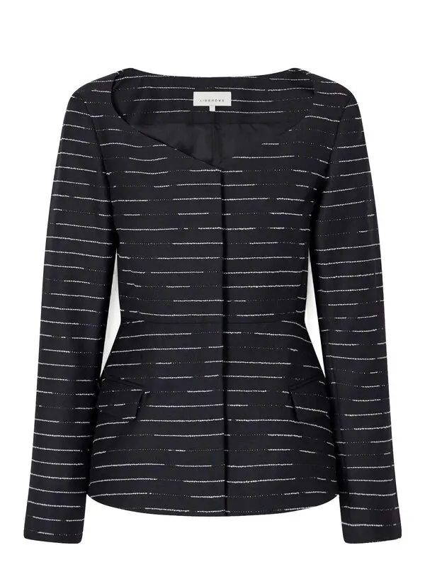 LIBEROWE Charlotte Striped Wool Gabardine Blouse - Black