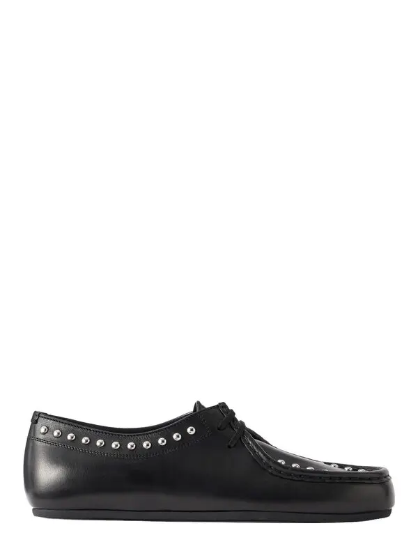 JIL SANDER Hood Studded Leather Loafers - Black